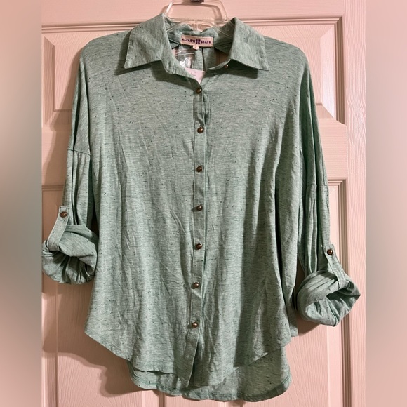 Altar'd State | Tops | Altard State Green Speckled Blouse With Cutout ...